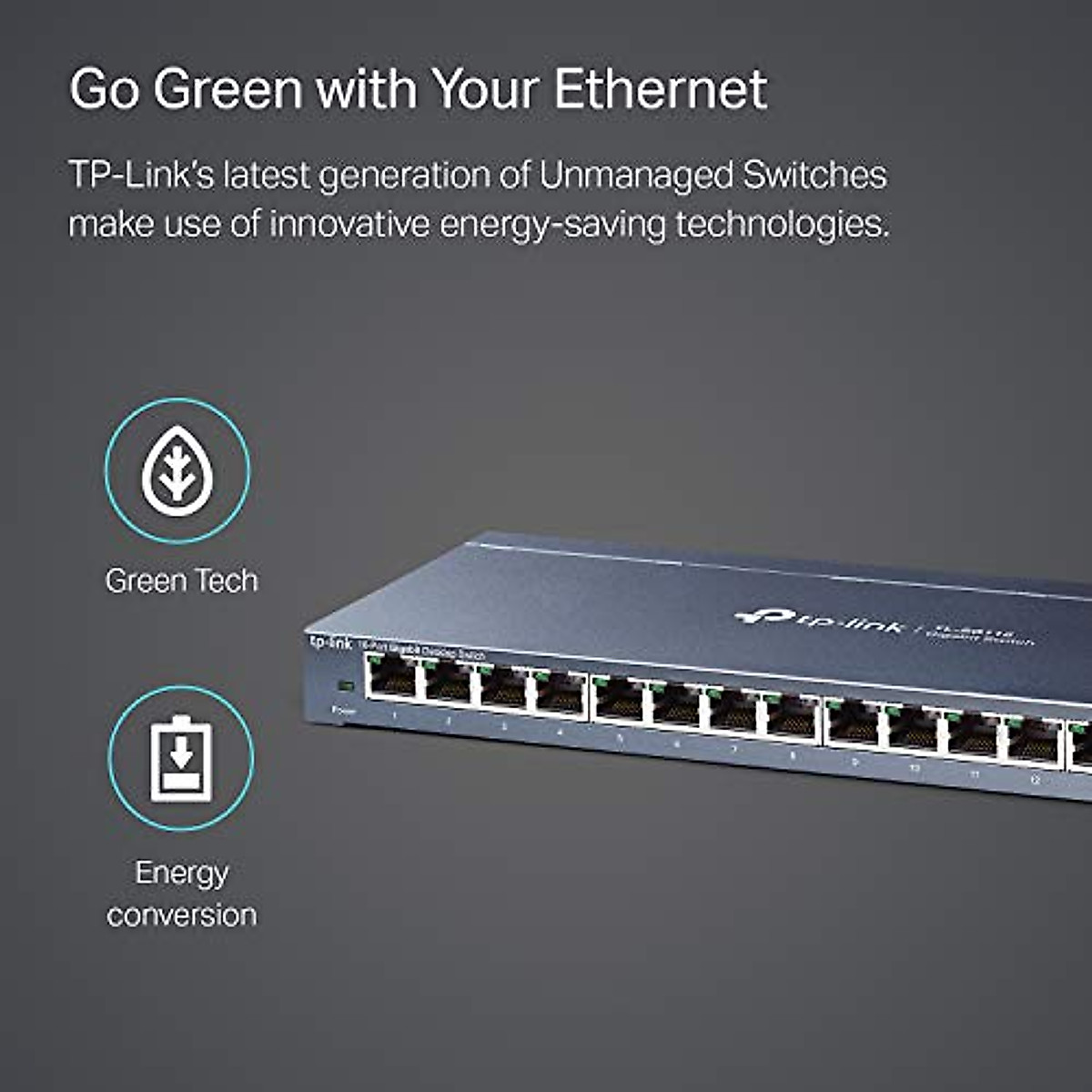 TP-Link 16 Port Gigabit Ethernet Network Switch, Desktop/ Wall-Mount, Fanless, Sturdy Metal w/ Shielded Ports, Traffic Optimization, Unmanaged (TL-SG116) Black