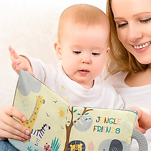 Lambs & Ivy Jungle Friends Developmental Soft Book & Elephant Plush Toy Gift Set