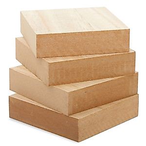 Unfinished Wood Blocks for Crafts, 1 Inch Thick MDF Squares (4x4 in, 4 Pack)