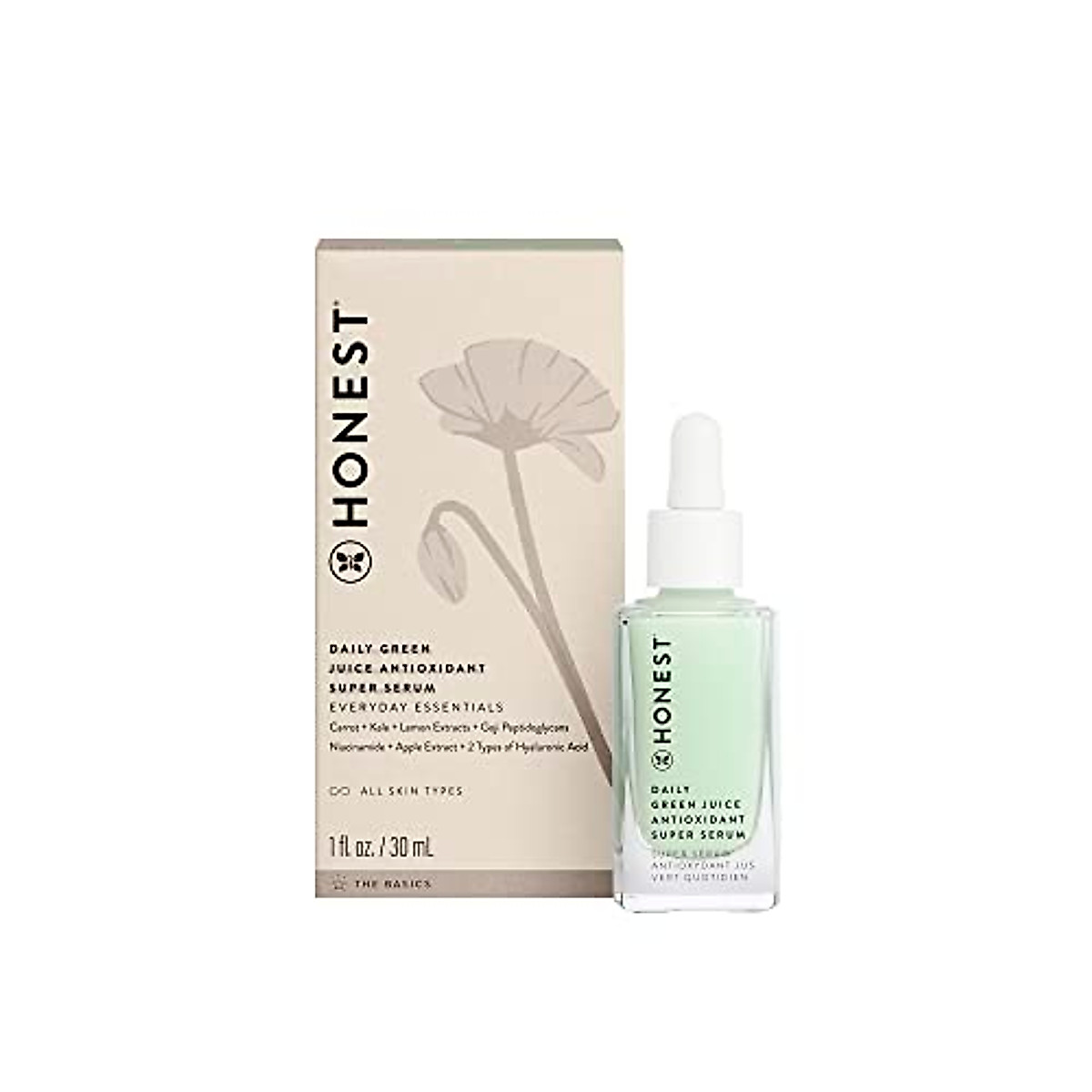 Honest Beauty Daily Green Juice Antioxidant Super Serum | Vegan + Cruelty Free | 1 fl oz