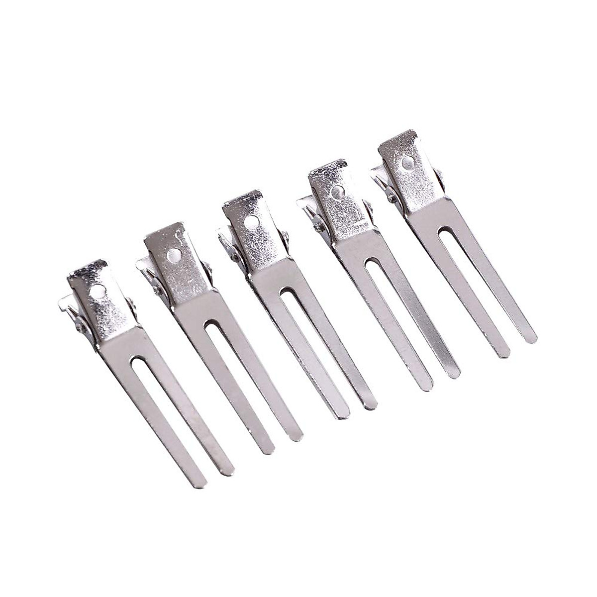 50 Pcs Double Prong Hair Clips Curl Clips 1.77 Inches Metal Alligator Hair Pins Styling Clips for Salon Hair Extensions