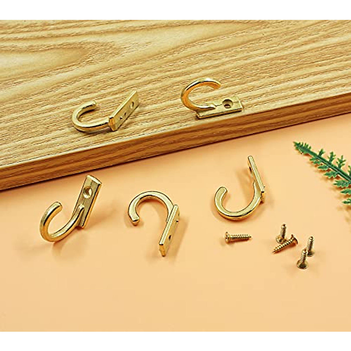 Auvotuis 100Pcs Wall Mounted Single Hooks, Small Coat Hooks Hanger Modern Robe Hooks with Screws for Keys, Cups, Hats, Towel (Gold)