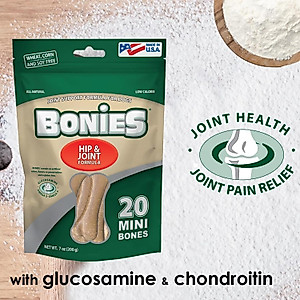 Bonies Natural Hip & Joint Formula Medium-Sized Single Bone, Glucosamine & Omega Fatty Acids, Fresh Breath, Clean Teeth, Low Calories, Chicken Flavor, 1 Bone