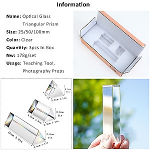 QFkris 7 Pack Crystal Photography Prism Set, Include 50mm Crystal Ball, 50mm Crystal Cube, 50mm Optical Pyramid, 25mm*1+50mm*2+100mm*1Triangular Prism