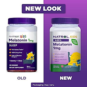 Natrol Kids Melatonin 1mg, Dietary Supplement for Restful Sleep, 180 Berry-Flavored Gummies, 180 Day Supply