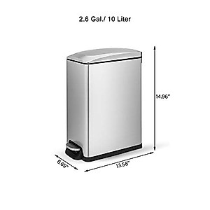 Innovaze 2.6 Gal./10 Liter Slim Stainless Steel Step-on Trash Can for Bathroom and Office