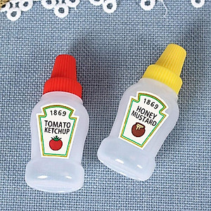 Mini Tomato Ketchup Bottle, 2 Pcs 25ML Portable Small Sauce Container Salad Dressing Container Pantry Containers for Bento Box