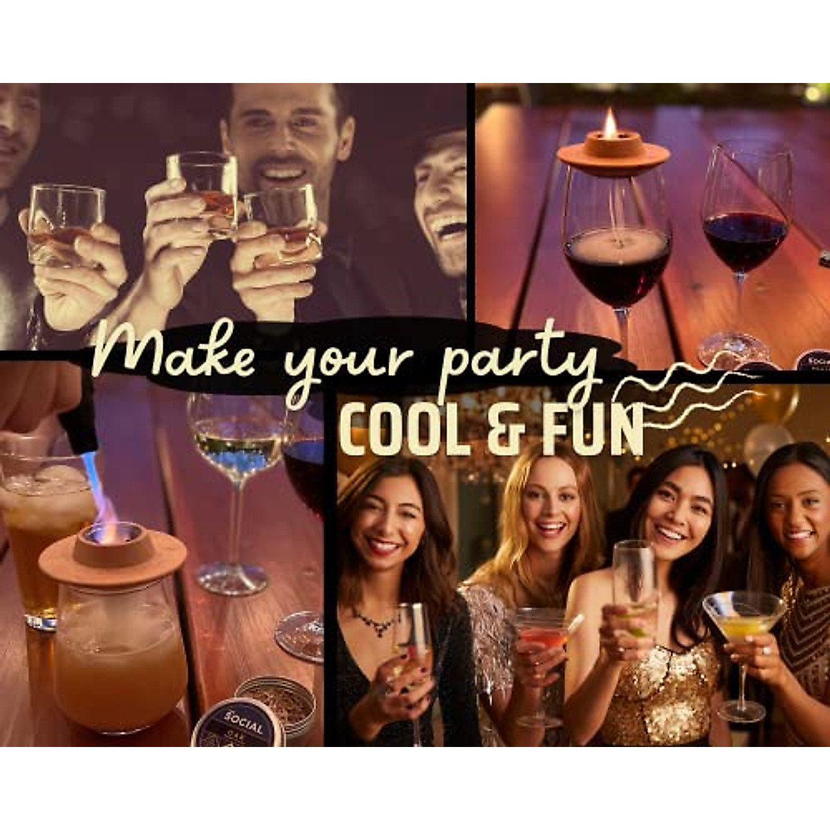 THE SOCIAL Cocktail Smoker Kit - with Torch and Wood Chips for Whiskey, Bourbon, Old Fashioned, Manhattan, infuse your favorite cocktails and wine. Perfect for entertaining and gifting!