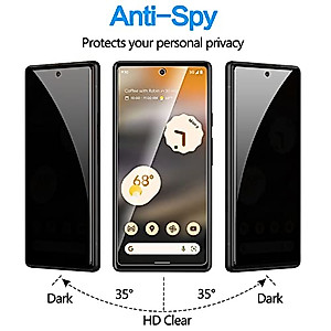 [2 Pack] YWXTW Privacy Screen Protector for Google Pixel 6A 6.1”5G,Tempered Glass Anti-Spy 9H Hardness Film for Google Pixel 6A,HD Anti-Scratch Easy Install Bubble Free Case Friendly