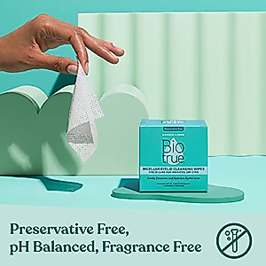 Biotrue Micellar Eyelid Care for Irritated and Dry Eyes Cleansing Wipes, Preservative Free, from Bausch + Lomb, Multi, 30 Count