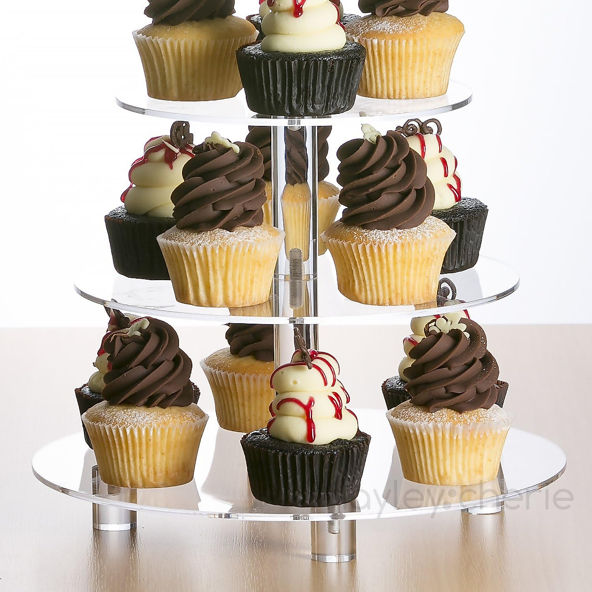 4 Tier Cupcake Stand, Round Acrylic Cupcake Tower, Multi Tiered Cake Stand, Large Clear Holder for Dessert Table Display, Weddings, Graduations, Birthday, Tea Party, Baby Shower, Donut Tree, Pastry