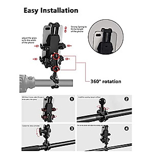 ZIDIYORUO ATV Phone Holder, Quad Phone Mount, 8 Clamps Holds 4.7-7.1" Phones, One Hand Operation Motorcycle Phone Clip for 7/8-9/8" Handlebar,Compatible with Yamaha Polaris Honda Can Am