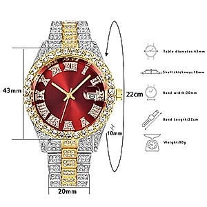 SENRUD Unisex Crystal Watch Fashion Diamond Watch Mens Womens Full Iced-Out Watches Luxury Diamond Bracelet Watch