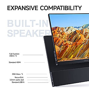c-force Portable Monitor, 15.6'' 1080P FHD Laptop Monitor USB C HDMI Computer Display HDR Eye Care External Screen for PC Mac Phone Xbox Switch PS5…
