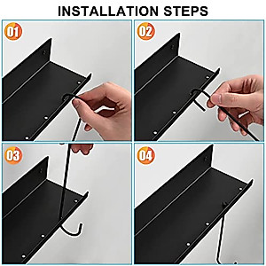 Kenbry Outlet Coffee Mug Holder, 8 Adjustable Hooks Cup Holder Wall-Mounted Cup Organizer, Mug Rack for Tea Cup & Coffee Bar, Black Metal Mug Hanger for Home Storage Kitchen Bathroom Cabinet