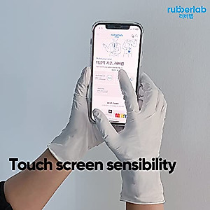RUBBERLAB Nitrile Gloves Medical Exam Gloves, Large, White, 100 pcs, Latex&Powder Free, Food safe, 4.6g,