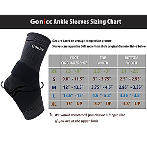 gonicc Professional Foot Sleeve Pair(2 Pcs) with Compression Wrap Support(Large, Black), Breathable, Stabiling Ligaments, Prevent Re-injury, Ankle Brace, Volleyball Protective Gear Ankle Guards