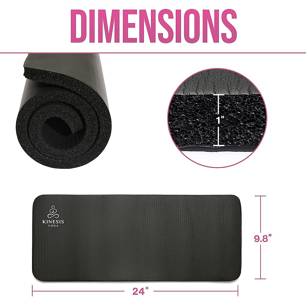 Kinesis Yoga Knee Pad Cushion - Extra Thick 1 inch (25mm) for Pain Free Yoga - Includes Breathable Mesh Bag for Easy Travel and Storage (Does Not Include Yoga Mat)