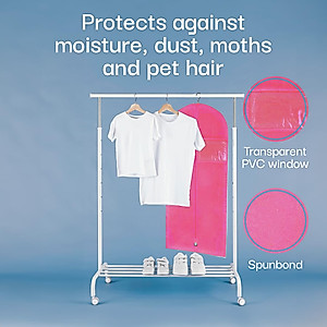 Kids Garment Bag, 30inch x 18inch Breathable Clothes Cover for Baby Toddler and Child Garment Bag for Kids suit, Kids Garment Bags For Travel (Yellow, 30"x1Pack-Yellow) (Pink)