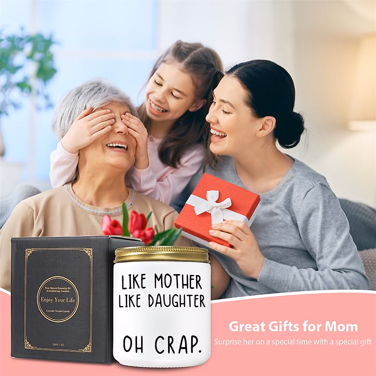 Gift For Mom From Daughter Birthday Candle For Mom -7ozSoy Wax Lavender Long Burn Time Scented Candle- Unique Bday Christmas Mother Day Presents For Mother From Child