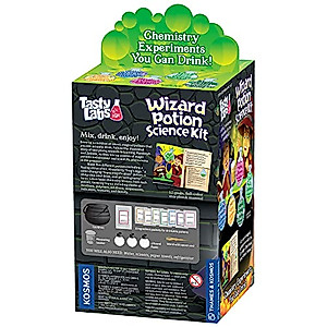 Thames & Kosmos Tasty Labs: Wizard Potion Science Kit | Make 5 Delicious Magical Potions | Chemistry Experiments Safe to Drink | Includes Toy Cauldron, Wand | Study Reactions, Polymers, Density & More