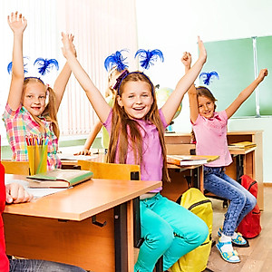 WILLBOND 6 Pieces Tinsel Wrapped Feathers Ponytails Headbands Crazy Hair Day Costume Party Bopper Headwear Bopper for Women(Blue)