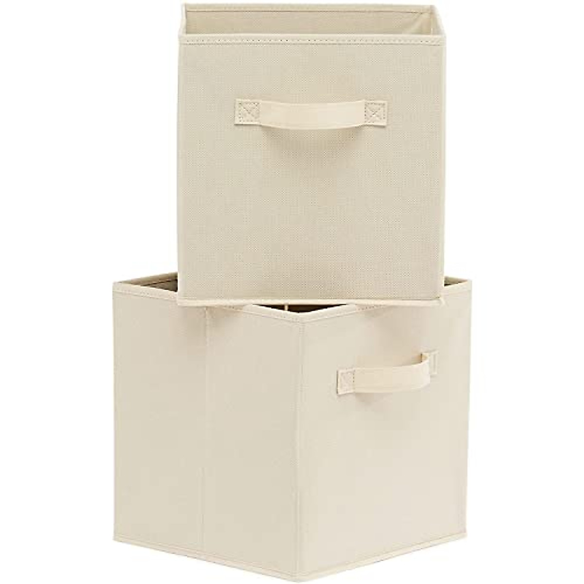 BASTUO Storage Bins 6-Pack Cloth Storage Cube with 2 Handles, Foldable Cube Organizer Basket for Kids Room, Closet and Toys Storage, Beige