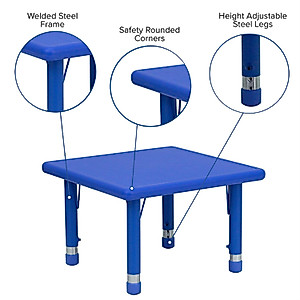 Flash Furniture Wren 24'' Square Blue Plastic Height Adjustable Activity Table