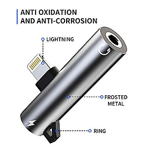 Headphone Adapter Lightning to 3.5mm AUX Audio Jack and Charger Extender Dongle Earphone Headset Splitter Compatible with iPhone 11 12 Mini pro max xs xr x se2 7 8 Plus for Ipad Air Y Cable Converter
