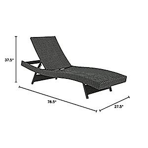Modway Sojourn Wicker Rattan Outdoor Patio Sunbrella Fabric Chaise Lounge in Canvas Navy