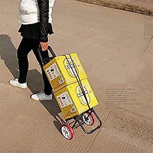 Shopping Trolley on Wheels Multi Function Shopping Cart Travel Cart Collapsible Portable Single Wheel Lever Car Small Trailer Trolley Storage Hand Trucks,Brown ,