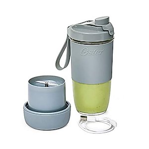 Oster Blend Active Portable Blender with Drinking Lid, USB Chargeable Personal Blender, Gray
