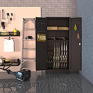 PRODCA Metal Storage Cabinet,Storage Cabinet with Doors and Shelves,Garage Storage Cabinet with Lock for Office,Home,Garage,Gym,School .72.8”H×31.5”W×15.7”D (Black)