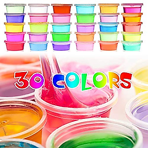 Slime Supplies Kit, 135 Pack Slime Making Kit 30 Crystal Slime, Glitter Jars, Charms, Sugar Paper, Foam Beads, Fishbowl Beads, Toy Cups, Slices, Air Dry Clay and Tools for Kids Girls by WINLIP