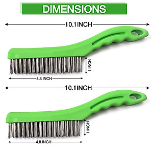 Wire Brush Set Stainless Steel Wire 10 Inch with Plastic Handle Descaling Welding Dust Bending Hand Tool, Teel Brush Rust Remover for Metal, Cleaning Welding Slag Rust Scrubber Brushes 2 PCS by MAXMAN