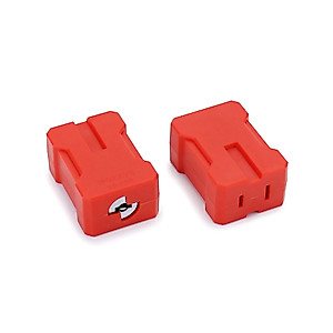 QWORK Electrical Cord Plug Lockout Device for Electrical Cord, 2 Pack Plug Locking Safety Lock Fits 2 & 3 Prong Plugs, Electrical Shutdown Service, Built-in Lock Cylinder, Dual Key