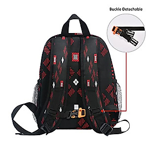 Diagonal Checkered Red Black Backpack Kids Backpack for Boys and Girls Toddler Backpack Waterproof Preschool