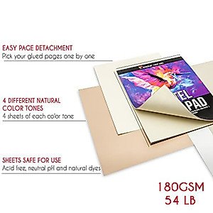 32 Pages Oil Pastel Paper Pad Set - 4 Shades of Natural-Toned Thick Paper - 2 x 16-Page Pastel Drawing Paper Sketchbooks - 9x12 in - 67 lb (180 GSM) - Painting, Drawing & Art Supplies - Zenacolor