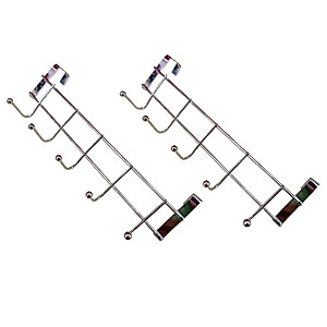 YIKANGHENG Cabinets and Wardrobes Hooks, 2 Pcs Silver Alloy 10 Inch 5 Hooks for Placing Towel, Apron, Cloth in Kitchen and Bedroom (2 Pcs)