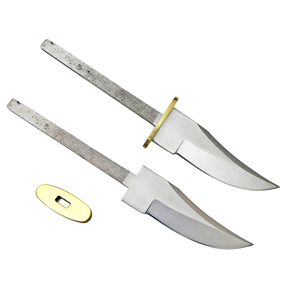 Whole Earth Supply (Set of 2) Knife Blade Short Clip Point Skinner Knife Making Blanks w/Guard Knives Hunting Hunter BL050