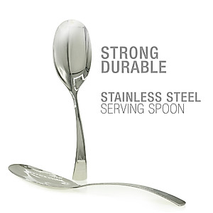 Large Buffet Serving Spoons - MIJIG Set of 2 Custom Designed Mirror-Polished Stainless-Steel Utensil Set for Homes, Hotels & Party Planners – Dinner Flatware Set with Exquisite Packaging