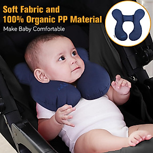 KAKIBLIN Baby Travel Pillow, Infant Head and Neck Support Pillow for Car Seat, Pushchair, for 0-1 Years Old Baby (Blue)