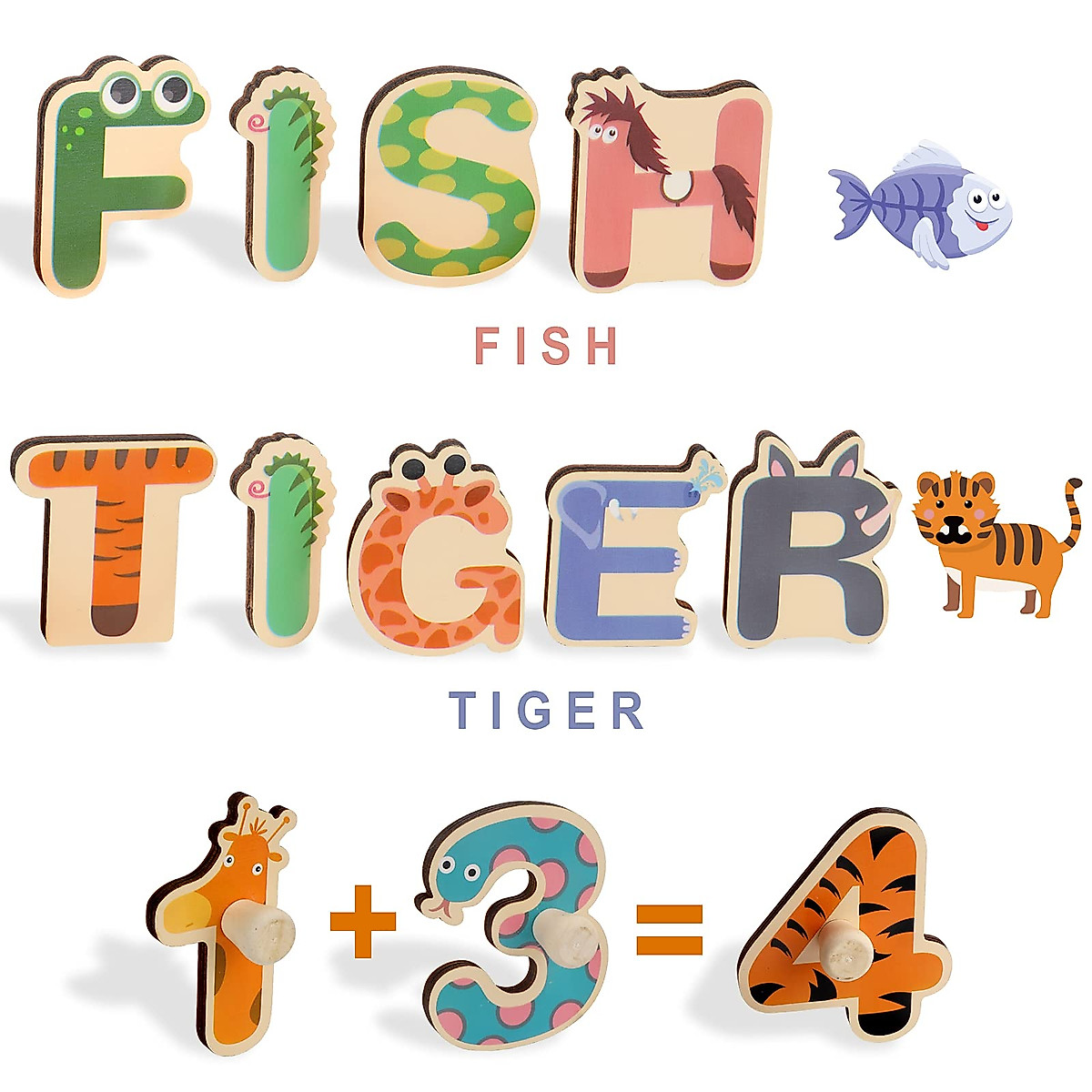 Aomola Wooden Puzzles for Toddlers,Alphabet ABC Puzzle Numbers Puzzle Set,Kids Educational Preschool Pegged Puzzles,Learning Toys Gift for 3 Year Old and Up Boys and Girls