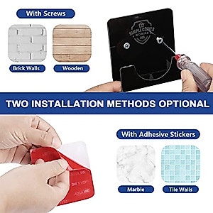 Black Acrylic Bathroom Curtain Rod Holders Adhesive Non Slip Curtain Hangers Pole Holders for Drapes No Drill Stick On Wall Mounted Bath Rod Gripper 2 Piece Square Shower Rod Brackets for Wall