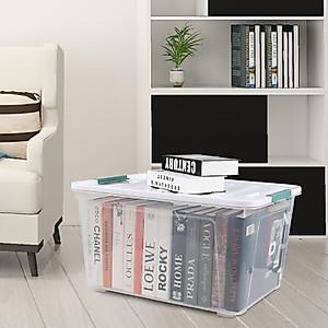 Readsky 85 Quart Clear Plastic Storage Bins with Wheels, Large Latching Boxes, 4 Packs