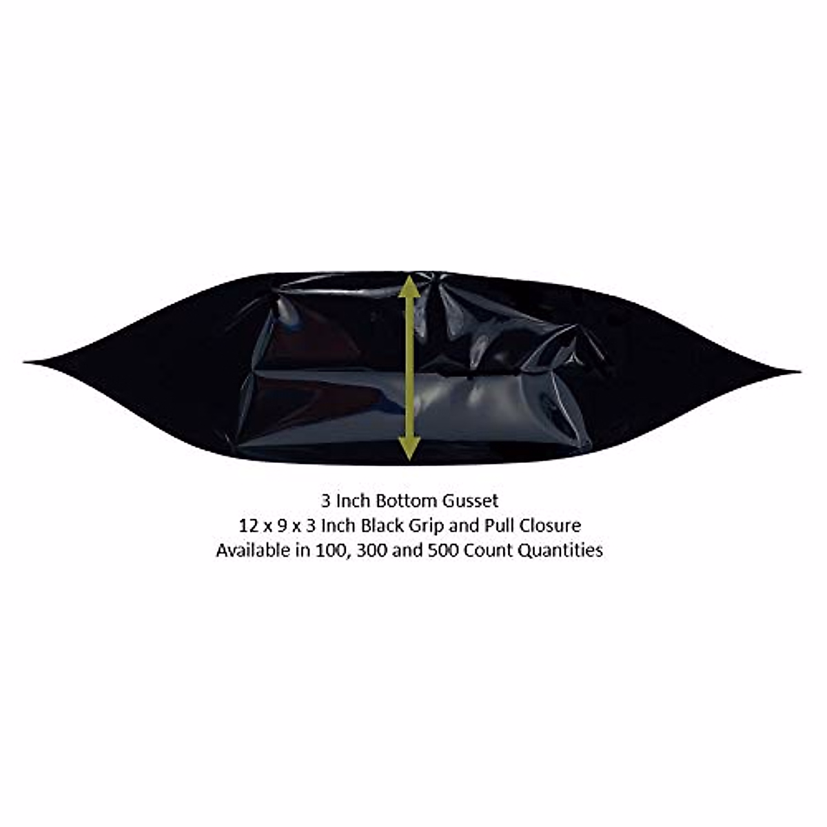 Child Resistant Exit Bags with State Compliance Symbols, Black Grip & Pull, Re-closeable, ASTM-D3475 Compliant in All States (12x9BGNP-100)