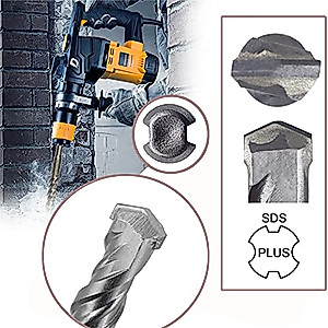 SDS Plus Hammer Drill Bit Set 3/16 in. x 6 in. Masonry Concrete Rock Drill-10Pcs