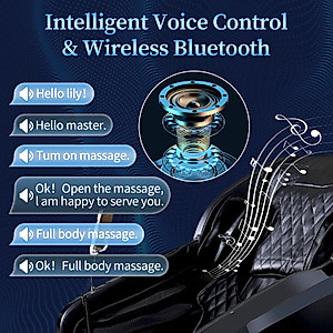 Kollecktiv AI Voice Massage Chair, Full Body Zero Gravity SL-Track Shiatsu Massage Recliner Chair with Heat Body Scan, for Dad, Husband (Black)
