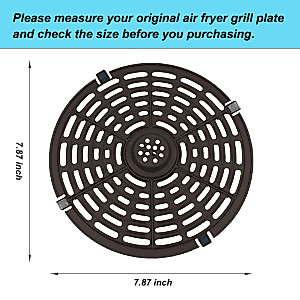 Air Fryer Replacement Grill Pan Fit for Power Dash Chefman 3.7 QT Air Fryers,Non-Stick Fry Pan, Dishwasher Safe - 7.87 in