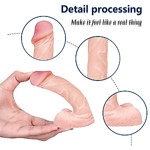 4 in Realistic Small Dildo,Beginner Anal Plug,Soft Anal Dildo with Curved Shaft and Balls,Adult Anal Sex Toy Women Men Couples.Experience Multi-Purpose Mini Style(Flesh)